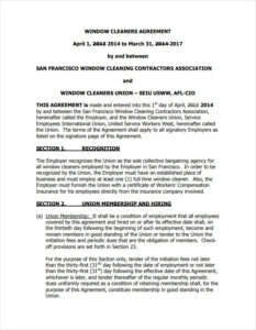 Printable Window Cleaning Contract Template