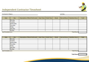 Independent Contractor Timesheet Template