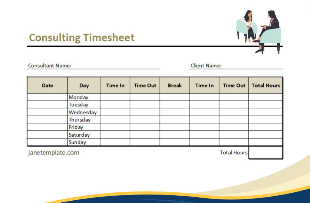 Printable Consulting Timesheet Template