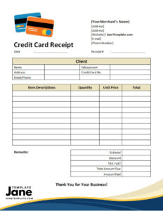 Credit Card Receipt Template
