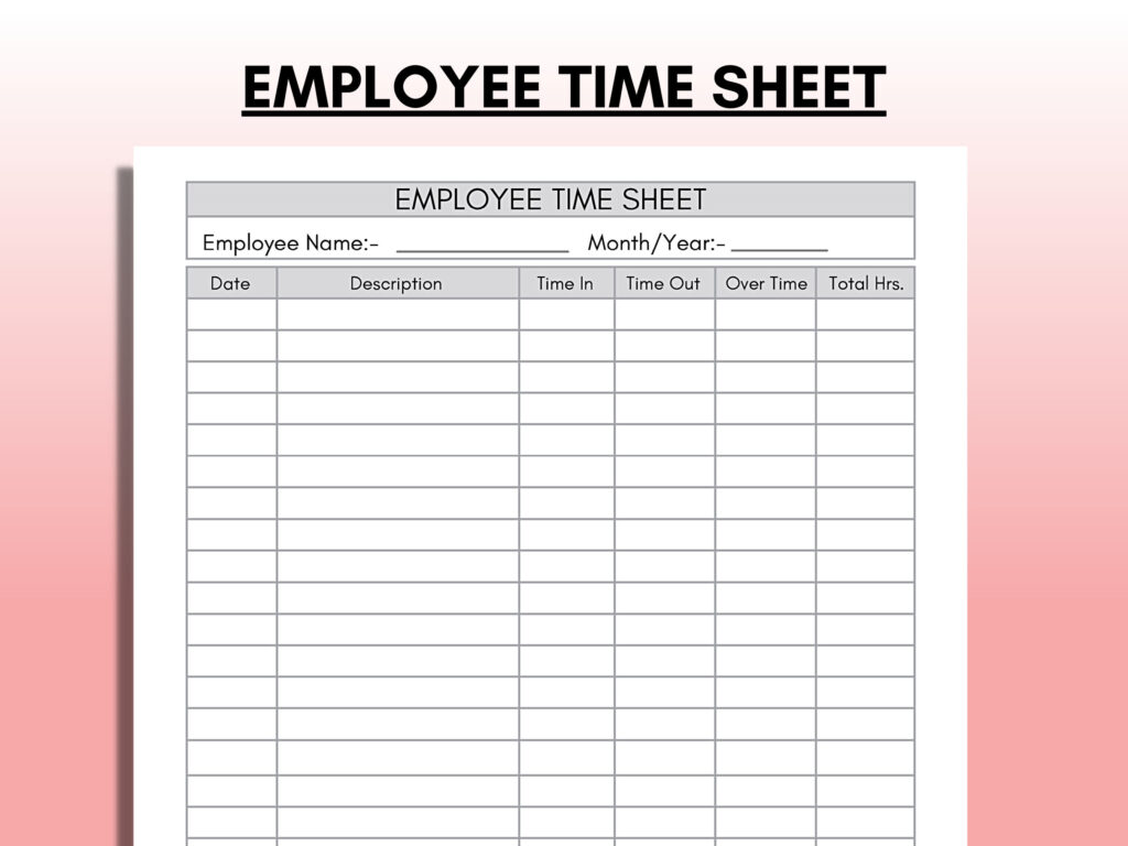 Printable Timesheet For Employees Template