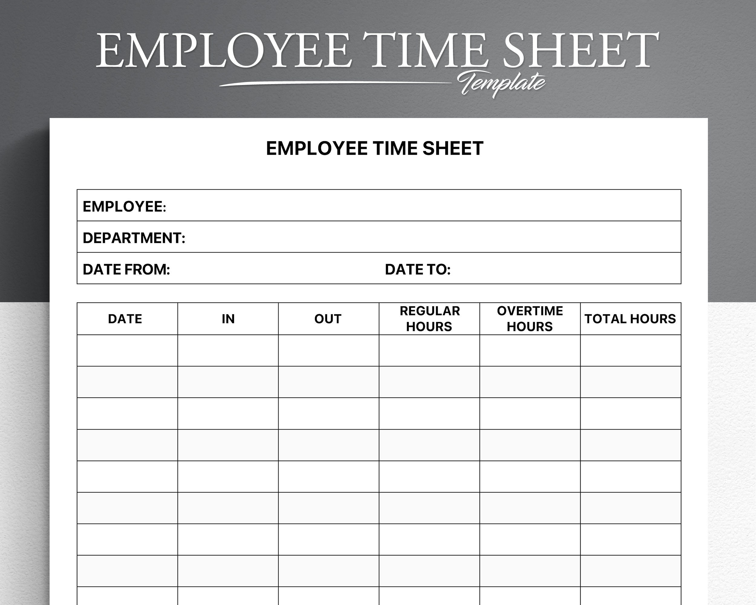 Printable Working Timesheet Template