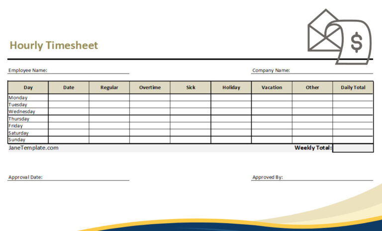 Printable Hourly Timesheet Template