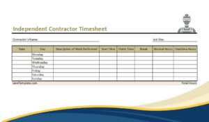 Independent Contractor Timesheet Template