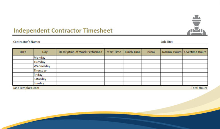 Independent Contractor Timesheet Template