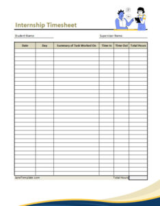 Internship Timesheet Template