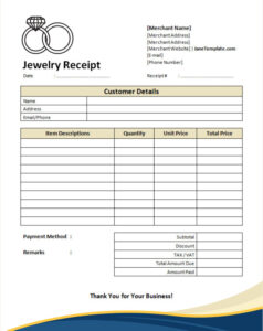 Printable Jewelry Receipt Template