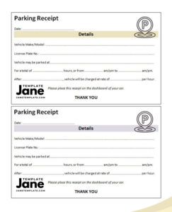 Printable Parking Receipt Template