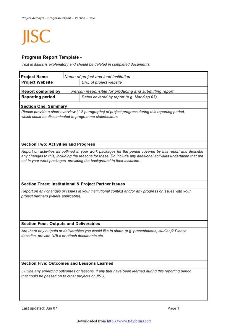 Progress Report Template (Word)