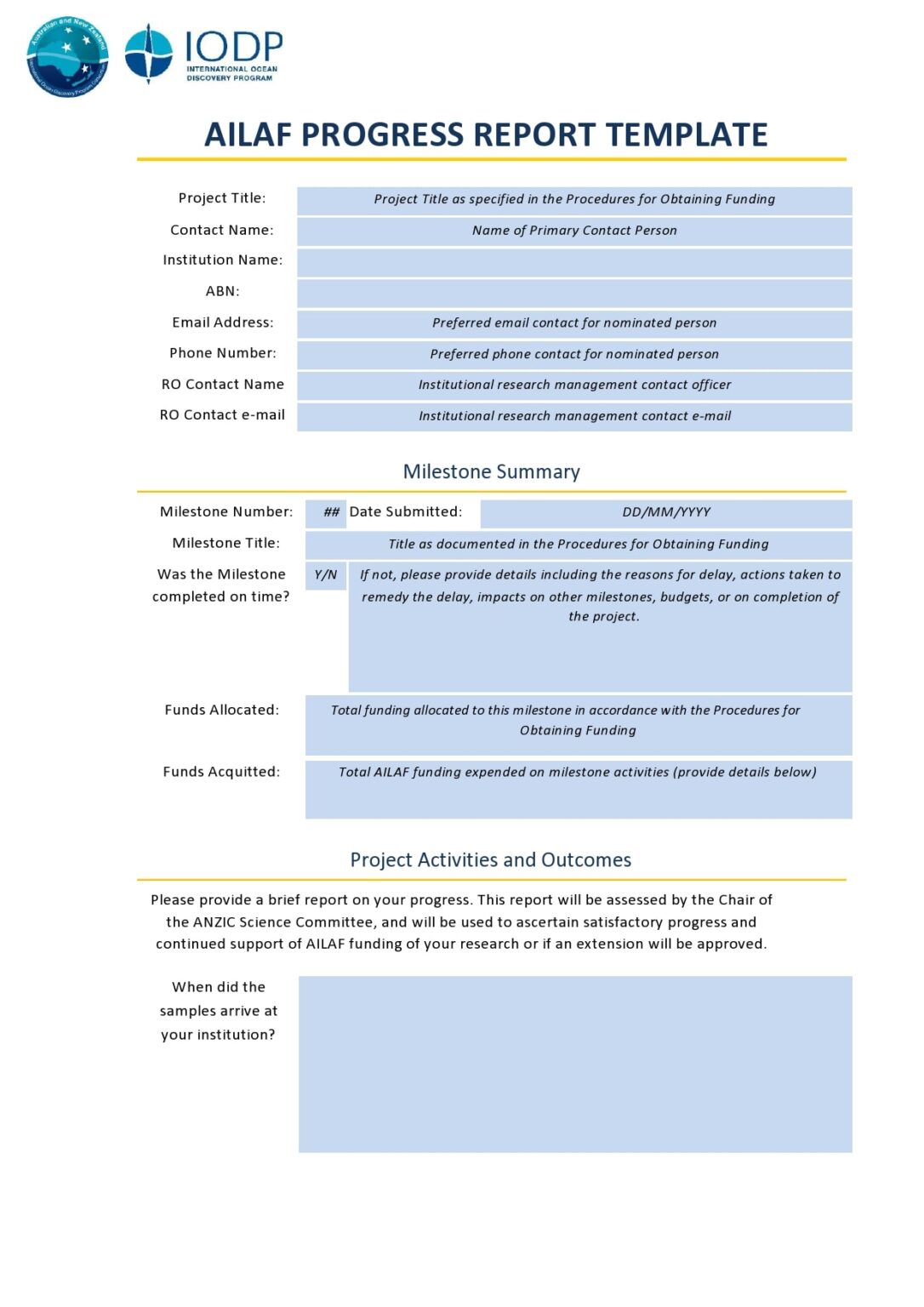 Progress Report Template (Word)