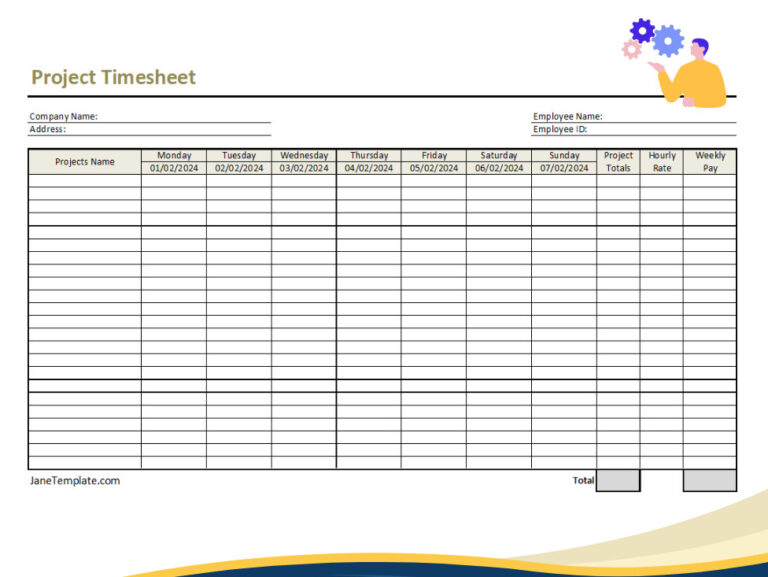Printable Project Timesheet Template