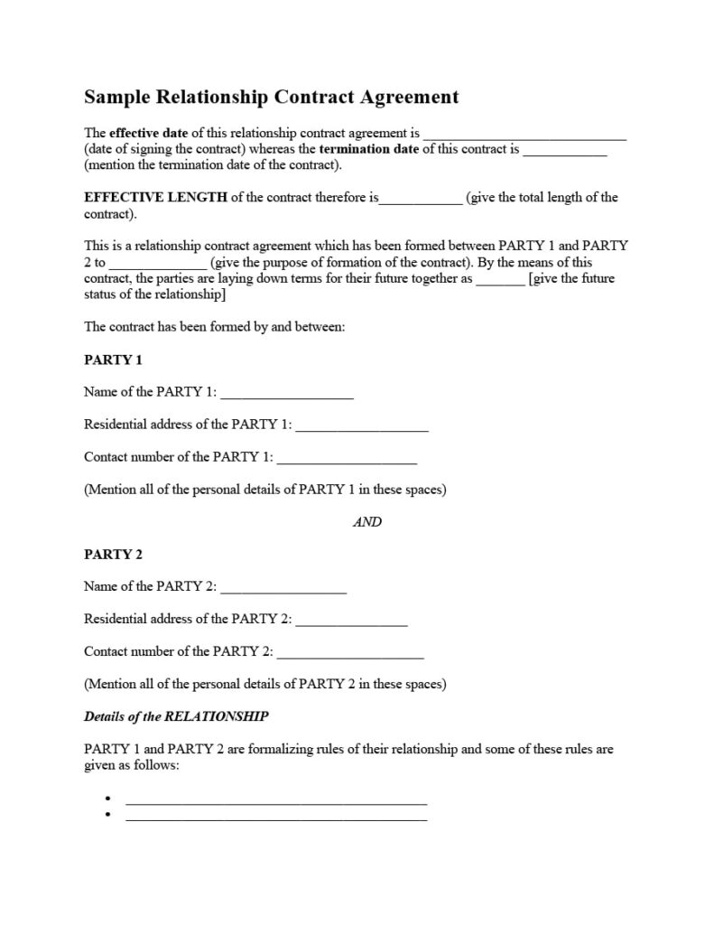 Relationship Contract Template (Word)