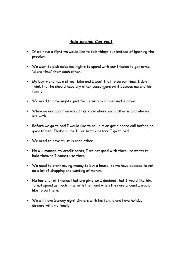 Relationship Contract Template (Word)