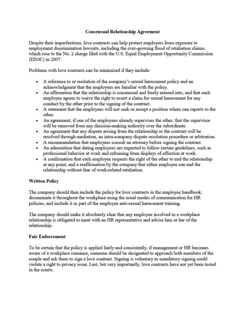 Relationship Contract Template (Word)