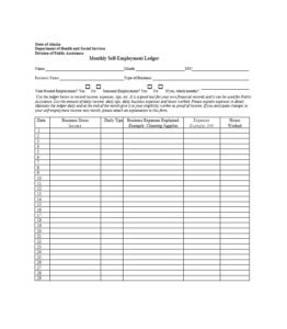 Self-Employment Ledger Template (Word)