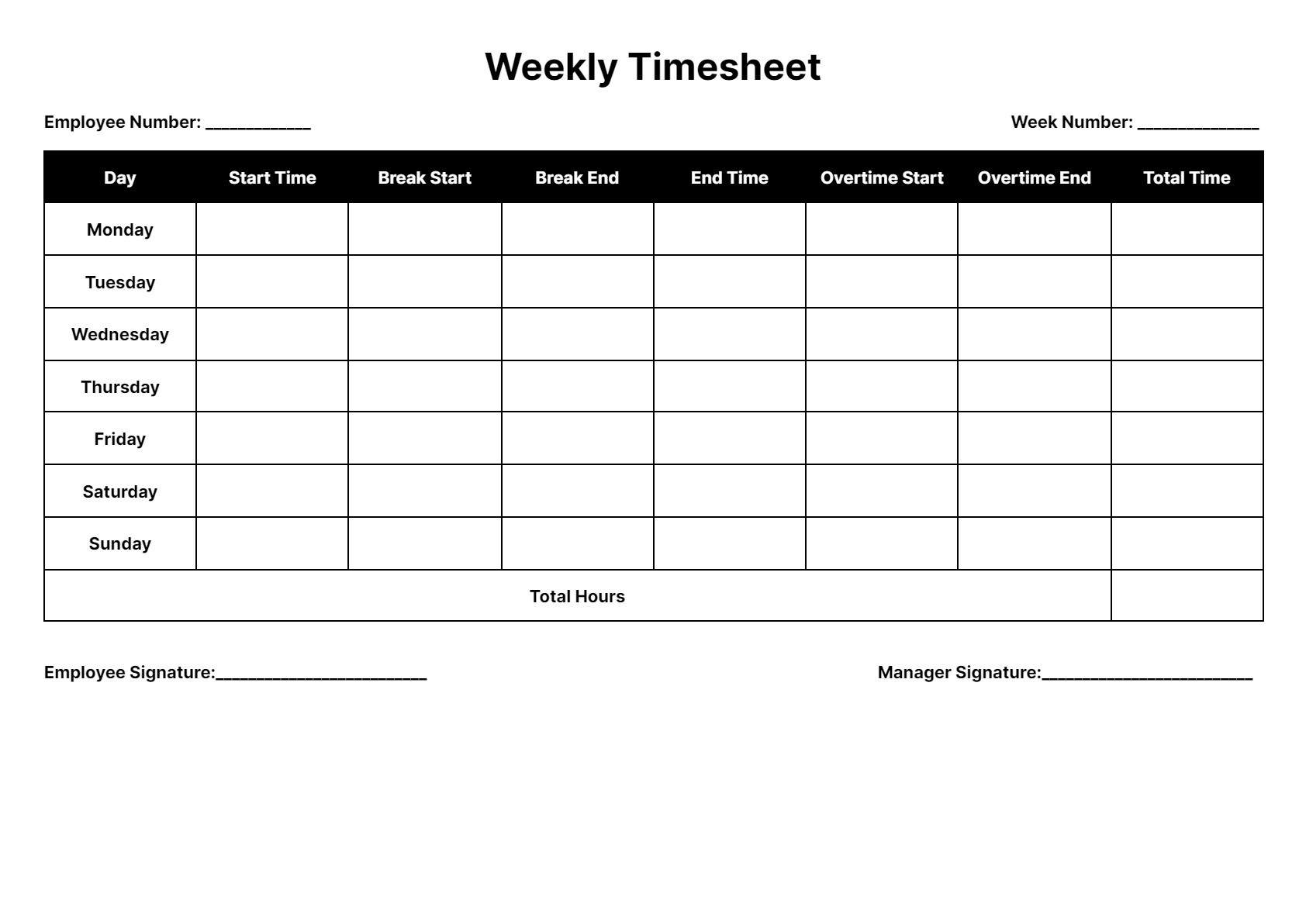 Free Printable Employee Timesheet Templates Easy To Use Printables Free Printable Employee Timesheet Templates Easy To Use Printables